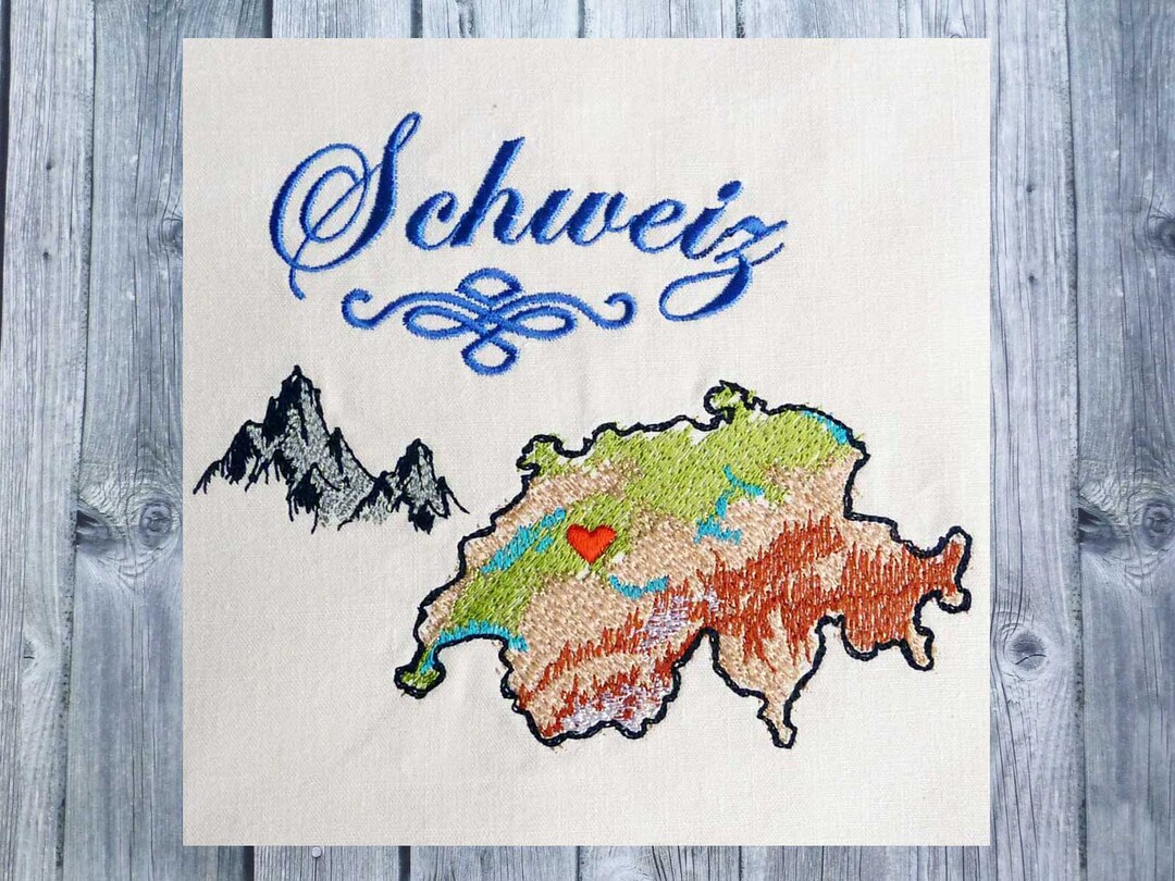 Embroidery Pattern Set, Switzerland Map, 10 Embroidery Designs, 10 X 10 ...