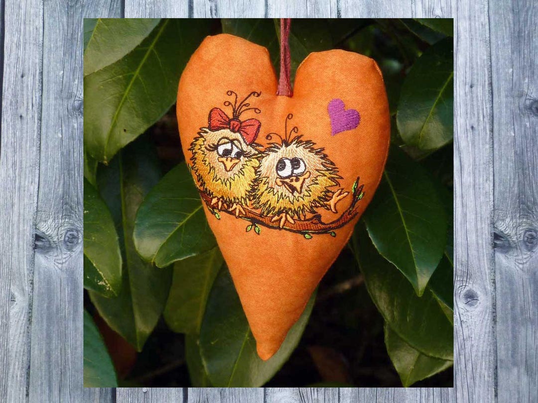ITH Heart Embroidery Pattern, ITH Embroidery Design of a Pair of Birds ...