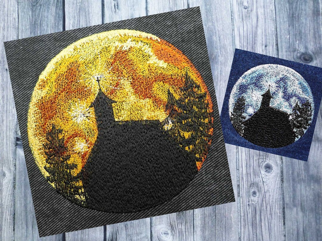 Embroidery File Full Moon, Embroidery Design Full Moon, Sewing Painting ...