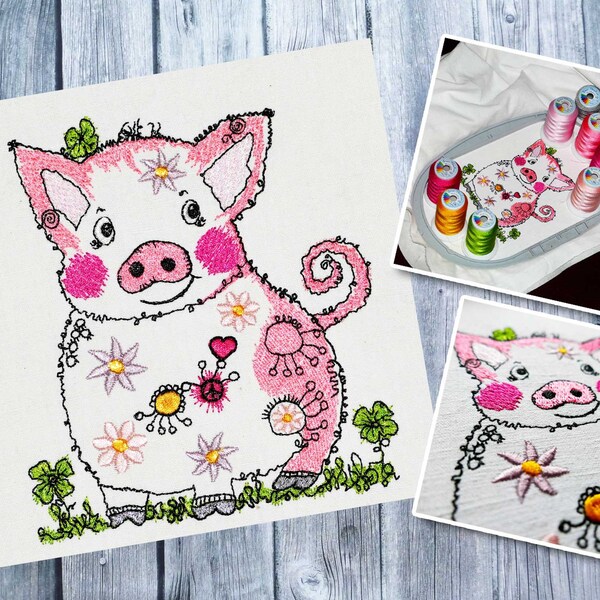 Pig Embroidery - Etsy