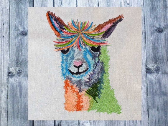 Embroidery design lama coloured lama 5x7 hoop | Etsy