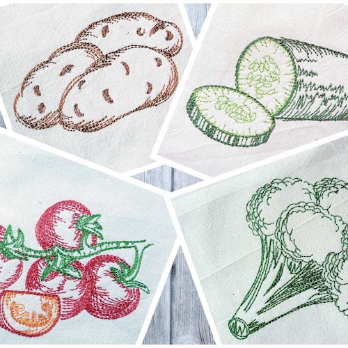 Embroidery Design Vegetable Set 01 Embroidered Vegetables - Etsy