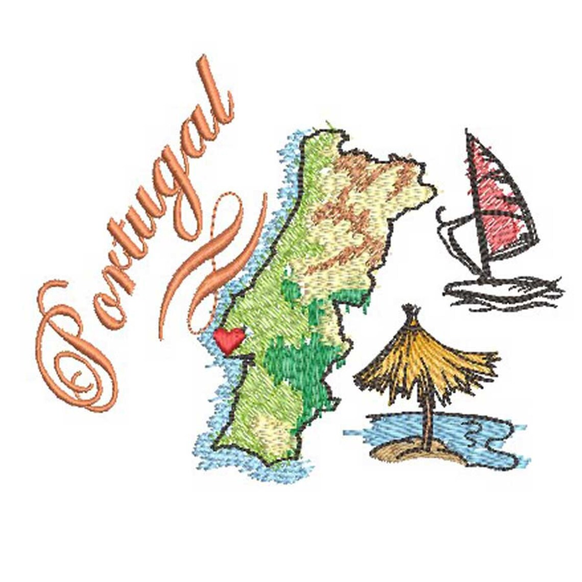 Embroidery Design Set Portugal Map 10 Designs Doodle | Etsy