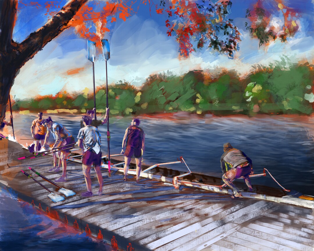 Impressionistic Quad Scullers Launching at the Head of the Charles ...