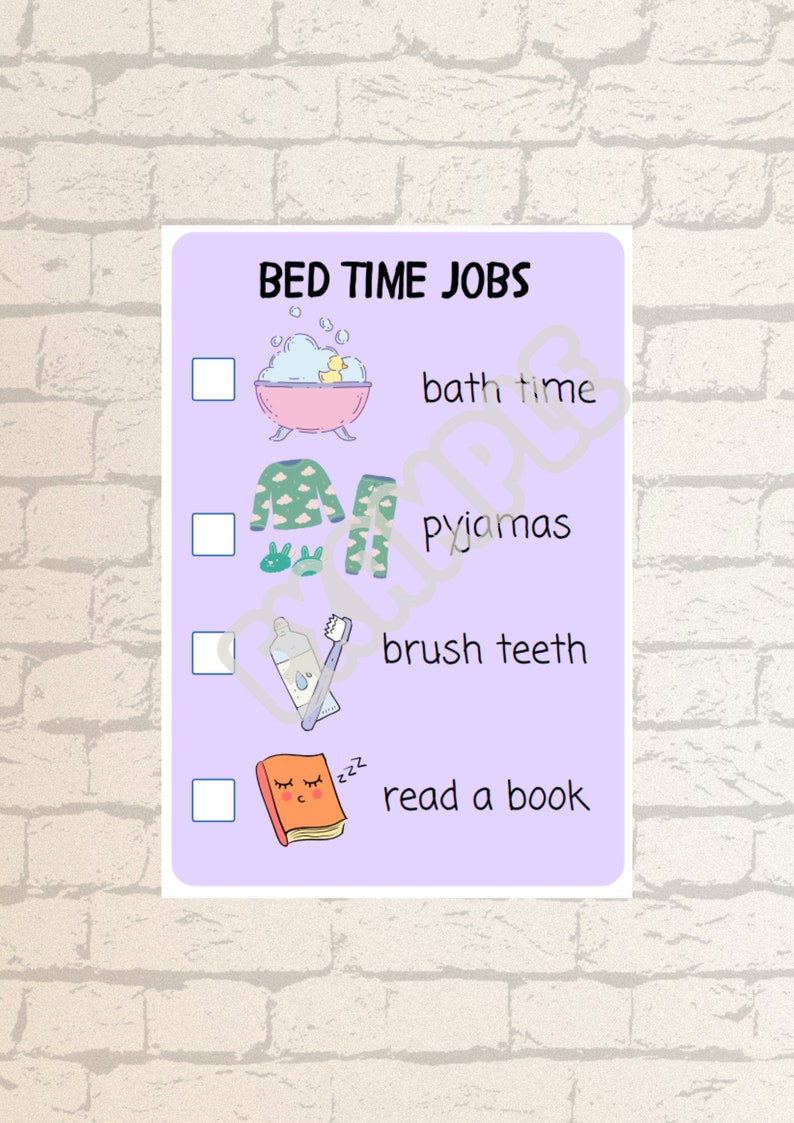 Downloadable Bed Time Routine Chart Asd Adhd Autism Anxiety - Etsy