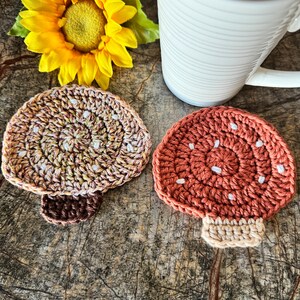Crocheted Mushroom Coaster Set of 2, Toadstool Coaster, Cotton Coasters ...