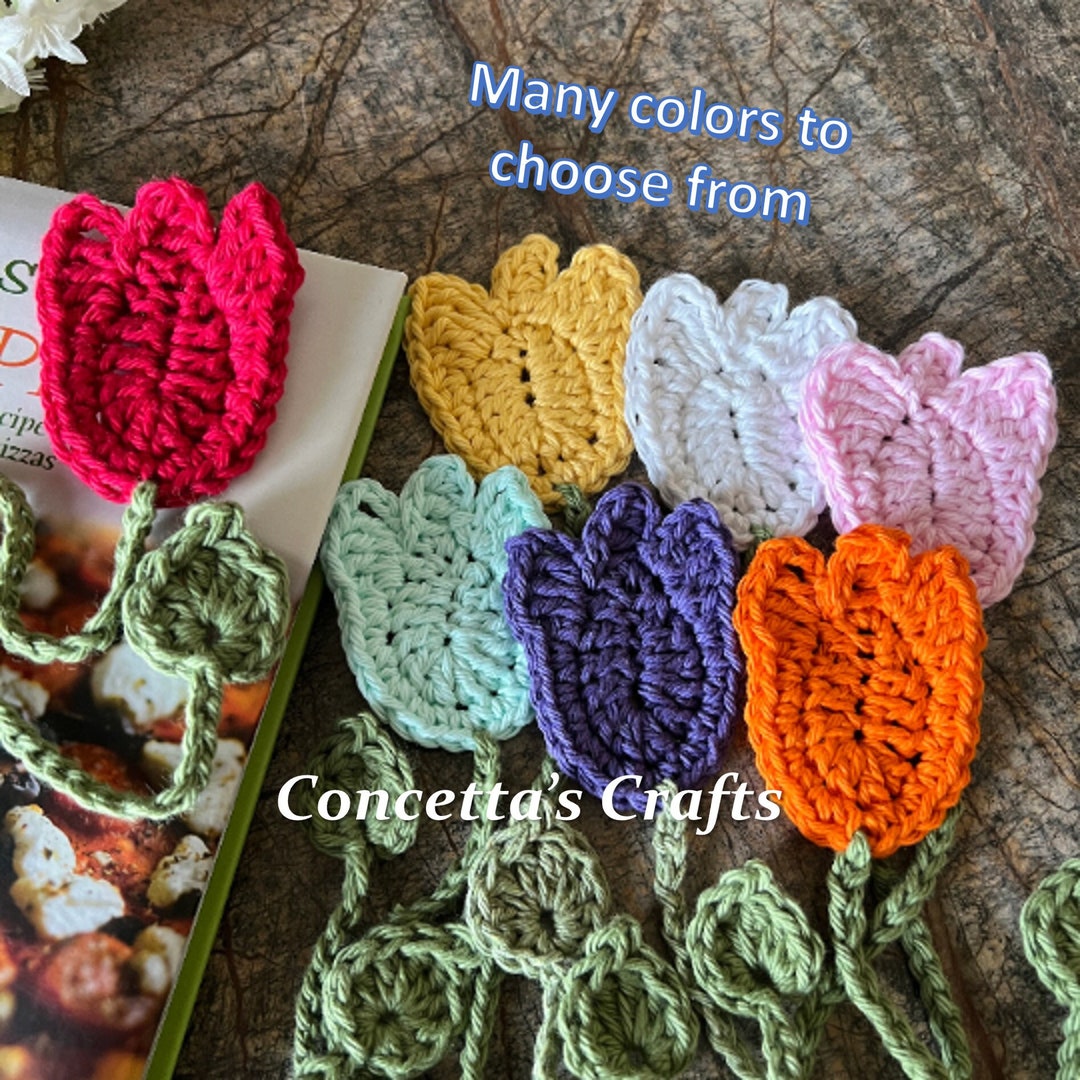 Crocheted Tulip Bookmarker, Scented Flower Bookmark, Book Club Gift ...