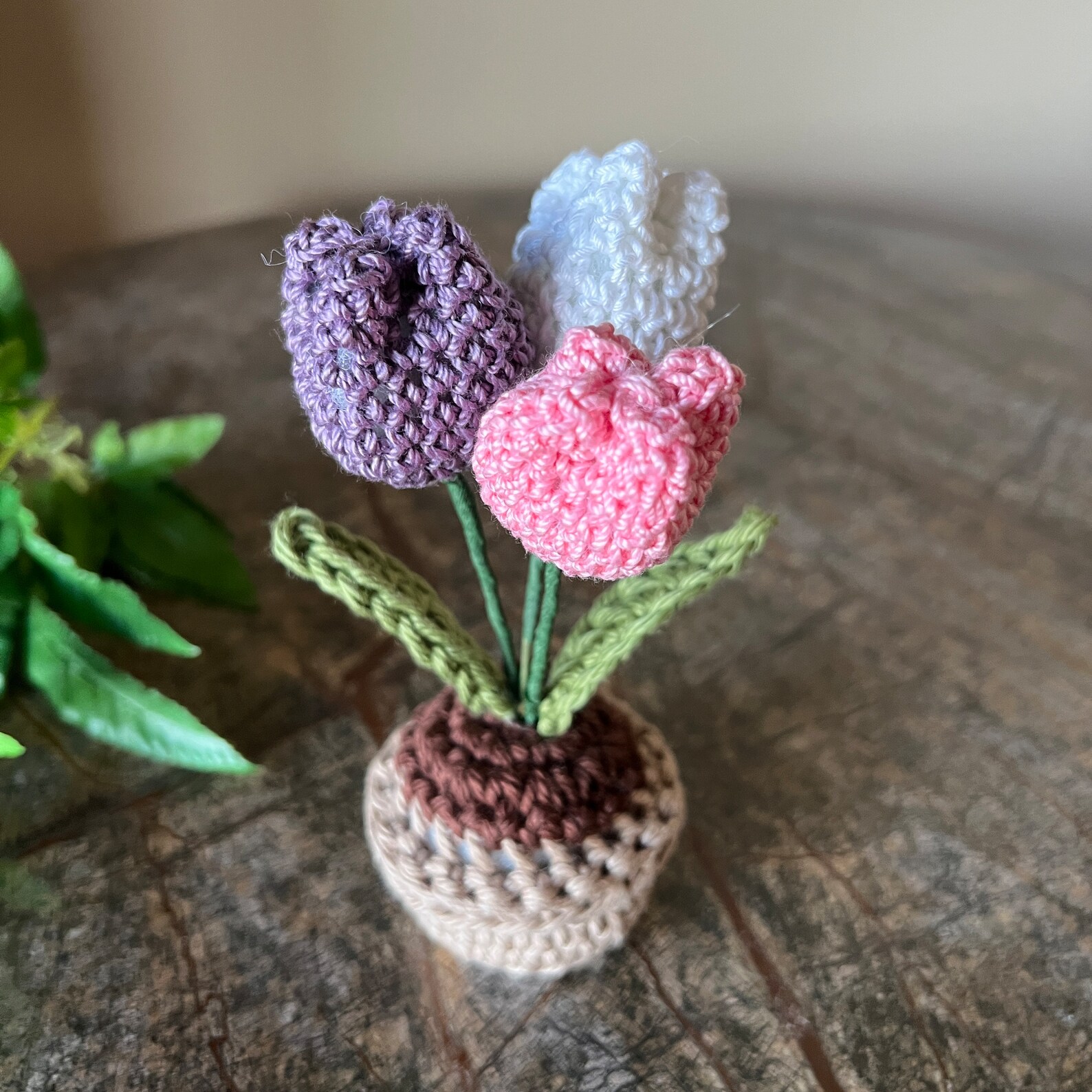 Mini Tulip Trio & Pot Crochet Amigurumi Tulips Crocheted - Etsy