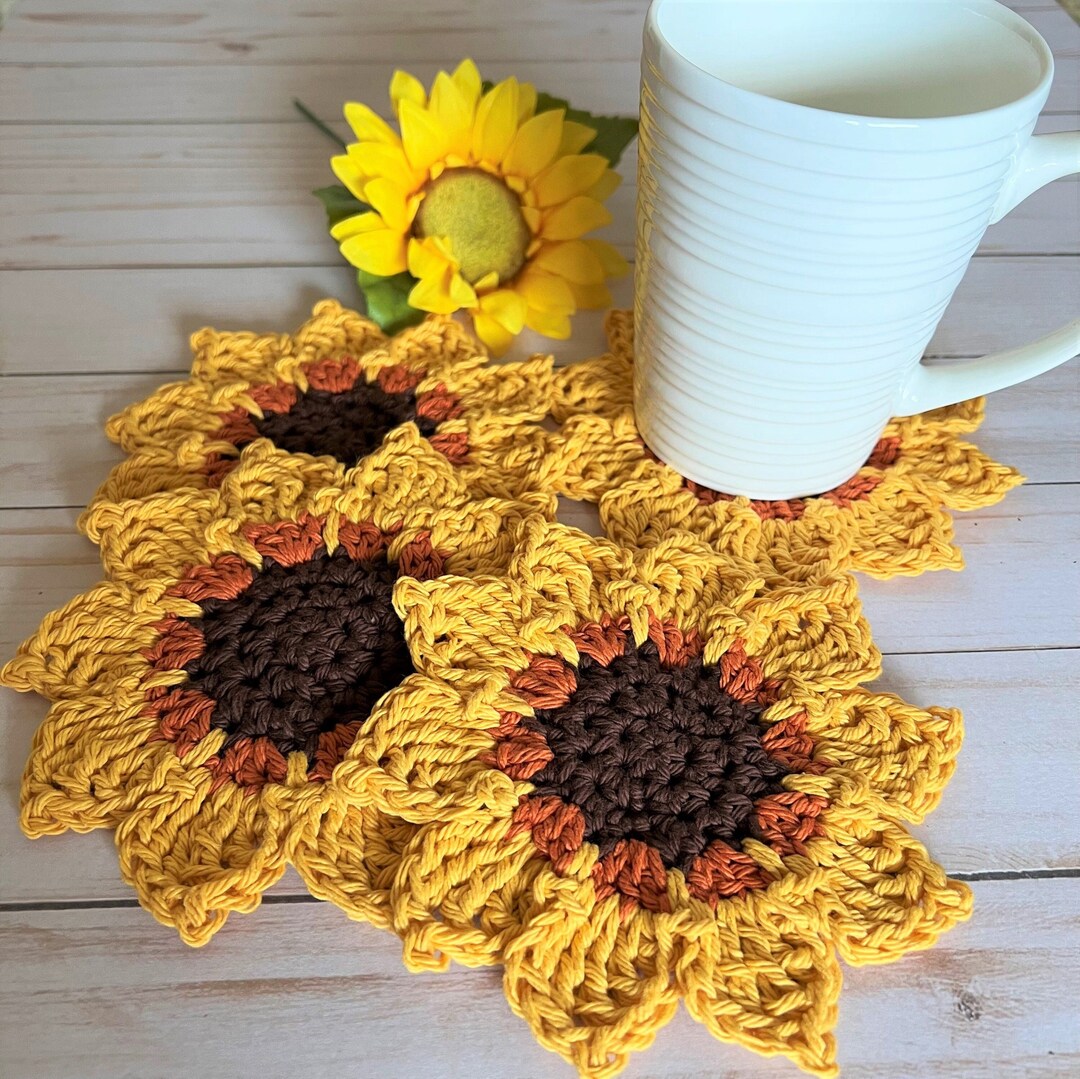 Sunflower Coaster Set of 4 Coasters Sunflowers Coffee Home - Etsy