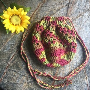 Round Purse, Boho Bag, Drawstring Bag, Round Bag, Mesh Purse, Crochet ...