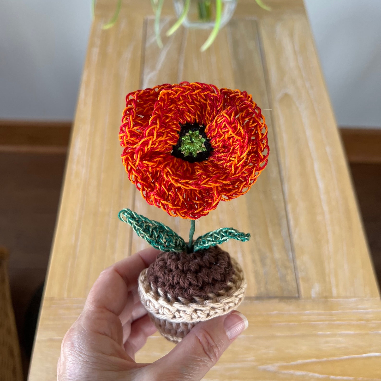 Mini Poppy in a Pot Crochet Poppy Crocheted Poppy and Vase - Etsy