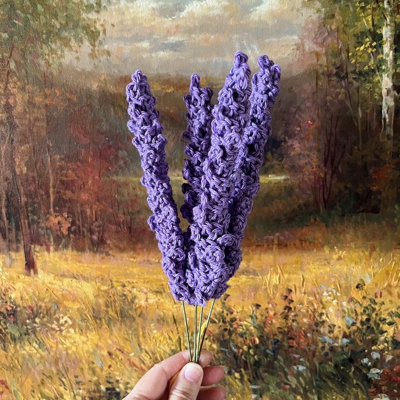 Crochet Lavender Set of 4 Lavender Sprigs Flower Bouquet - Etsy