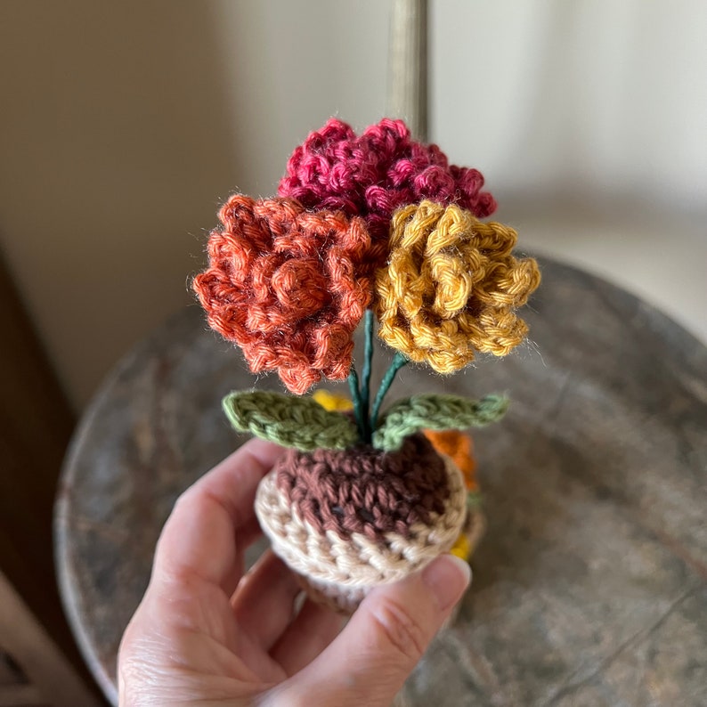 Mini Mums in a Pot Mini Flower Trio Single Mum Crochet - Etsy