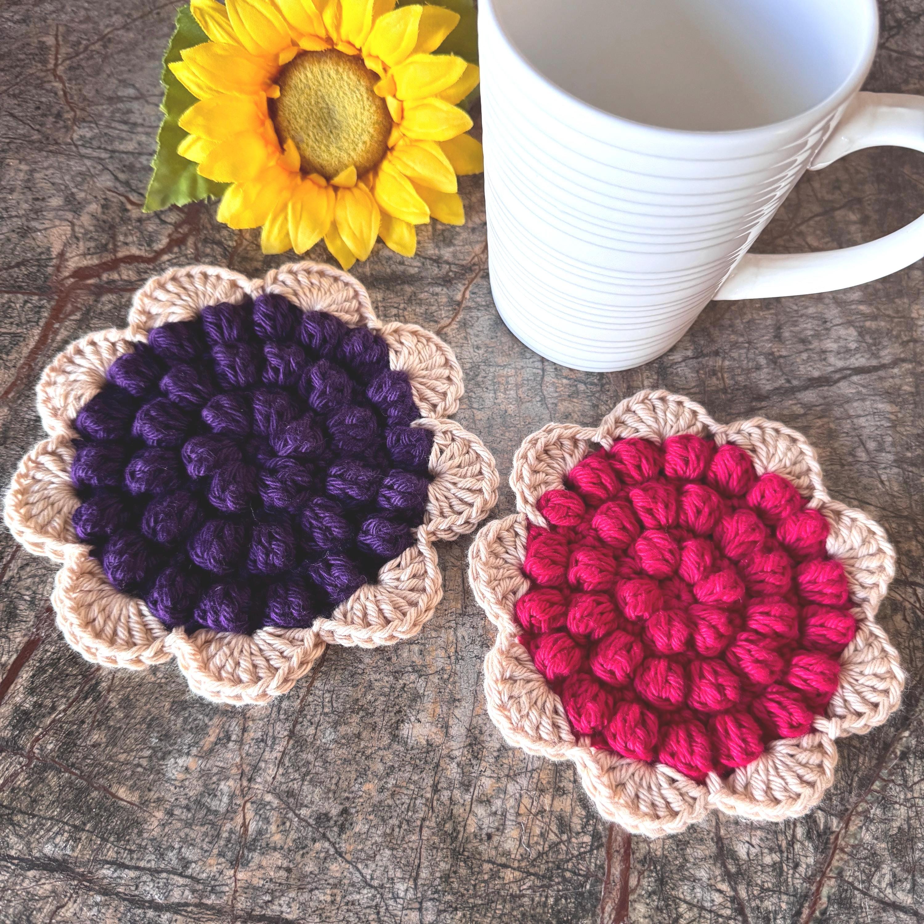 Crocheted Pie Coasters Set of 2: Cherry, Blueberry, Raspberry, Apple ...