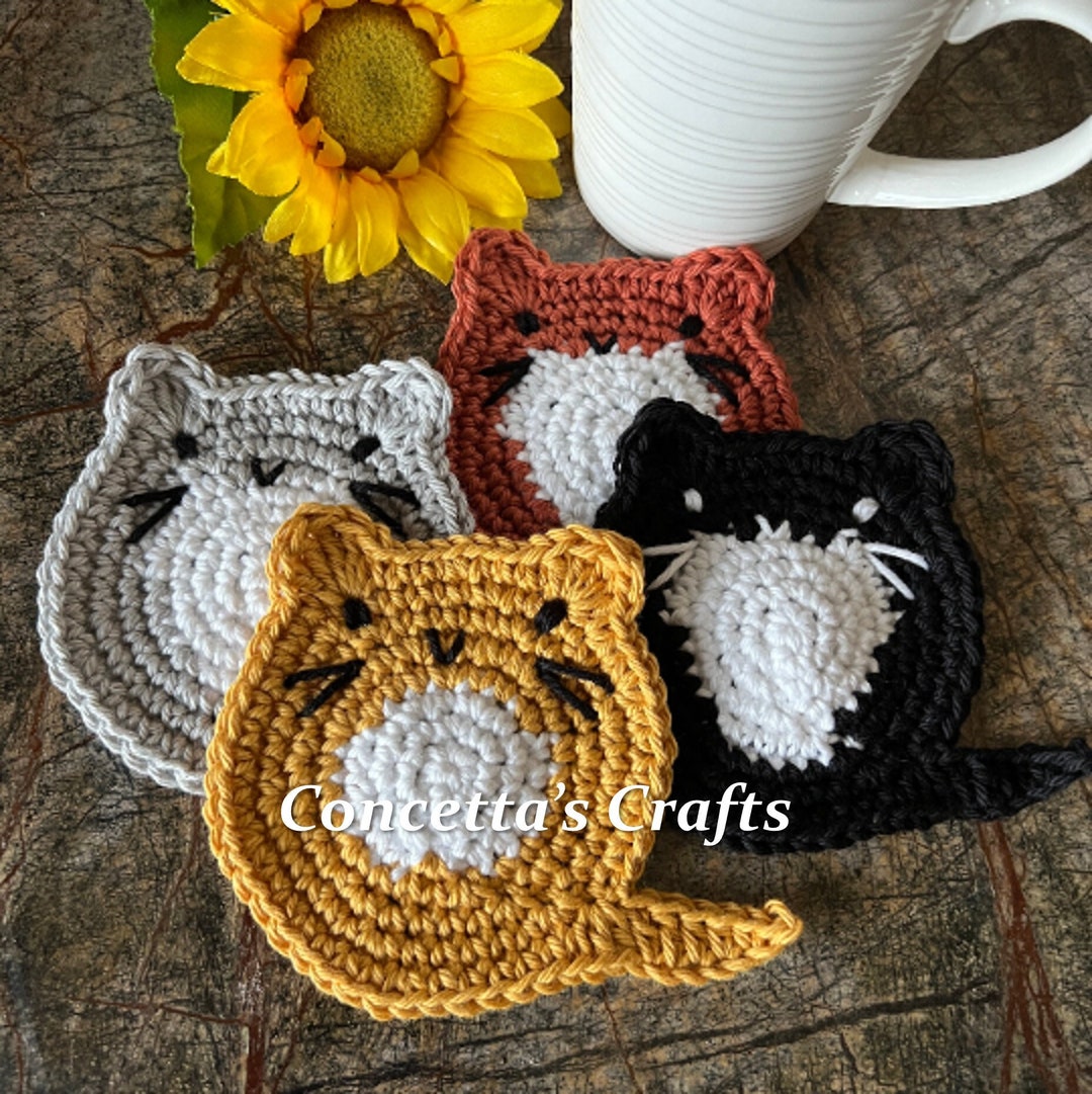 Fat Cat White Belly Coaster Set of 4, Cat Gift, Kitty Cat Coaster, Gift ...