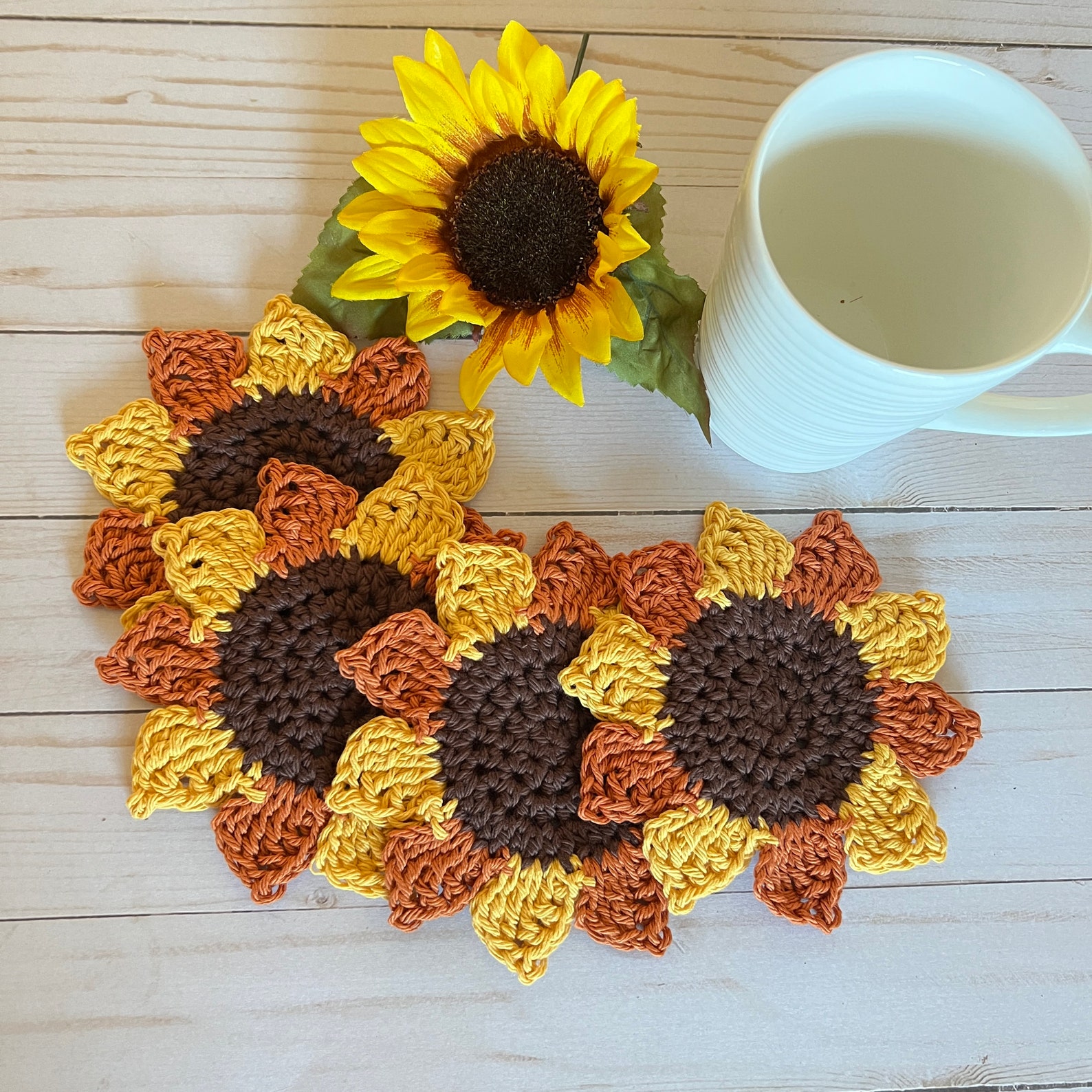 Sunflower Coaster Set of 4 Coasters Drink Coasters - Etsy