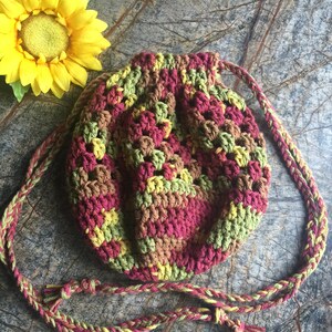 Round Purse, Boho Bag, Drawstring Bag, Round Bag, Mesh Purse, Crochet ...