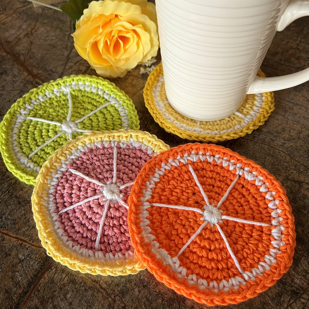 Citrus Coasters Set of 4, Fruit Slice Coasters, Lemon, Orange, Lime ...