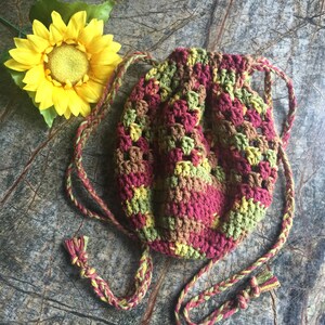 Round Purse, Boho Bag, Drawstring Bag, Round Bag, Mesh Purse, Crochet ...