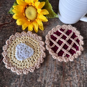 Crocheted Pie Coasters Set of 2: Cherry, Blueberry, Raspberry, Apple ...