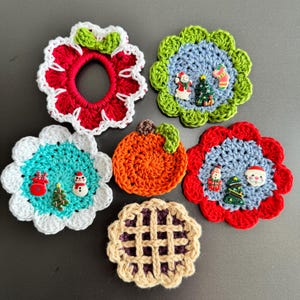 Crocheted Refrigerator Magnets, Fridge Magnets, Kitchen Decor, Assorted ...