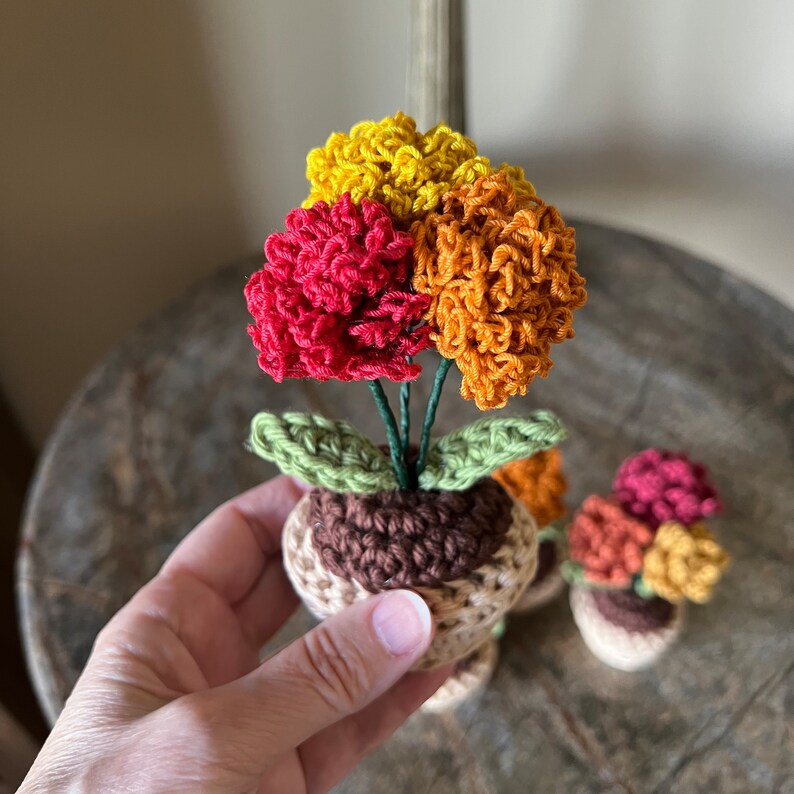 Mini Mums in a Pot Mini Flower Trio Single Mum Crochet - Etsy