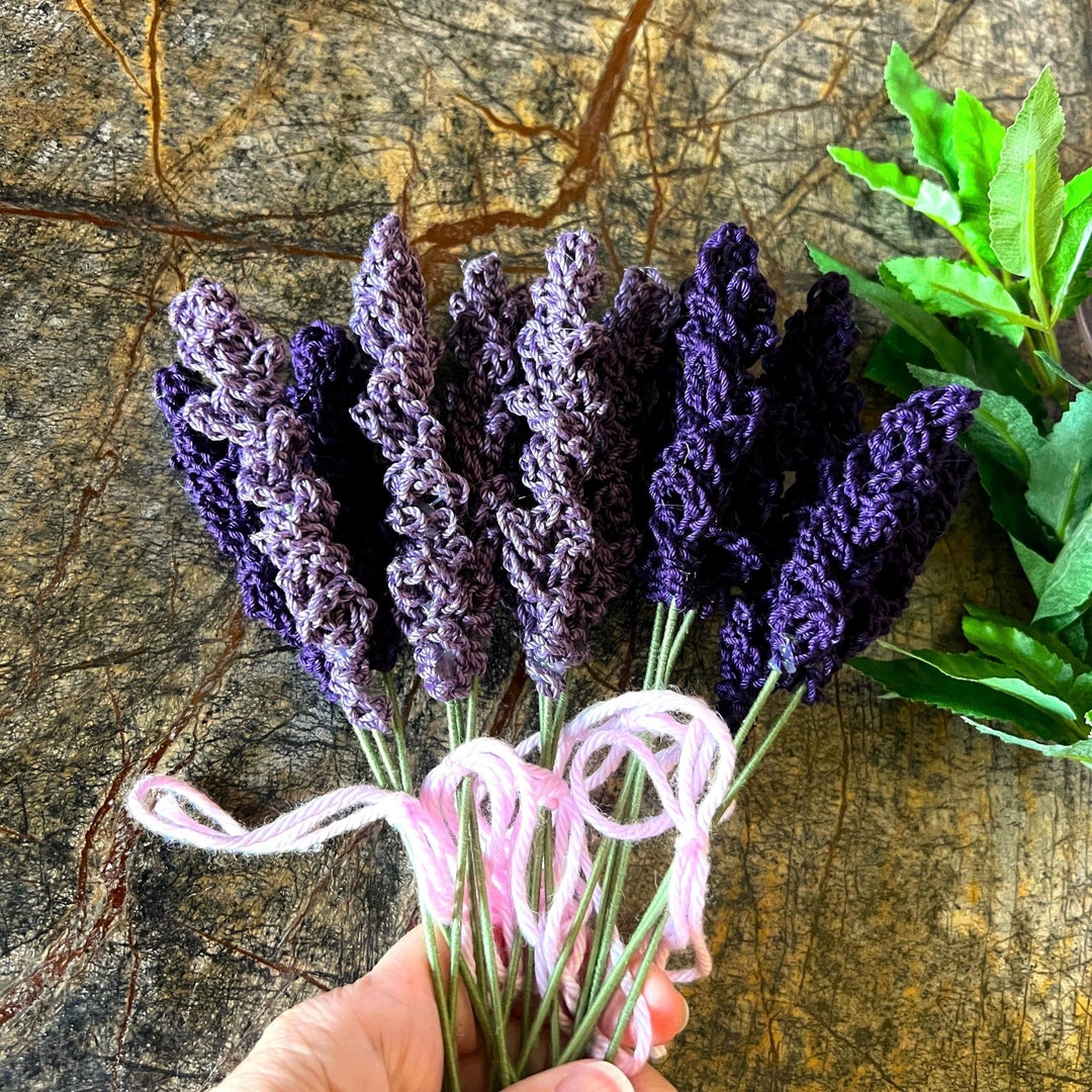 Crochet Lavender Sprigs Set: Handmade Cotton Flower Bouquet - Etsy