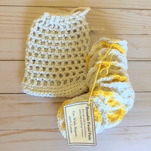 Face Pads Set of 10 With Bag, Reusable Pads, Cotton Scrubby, Cleansing ...