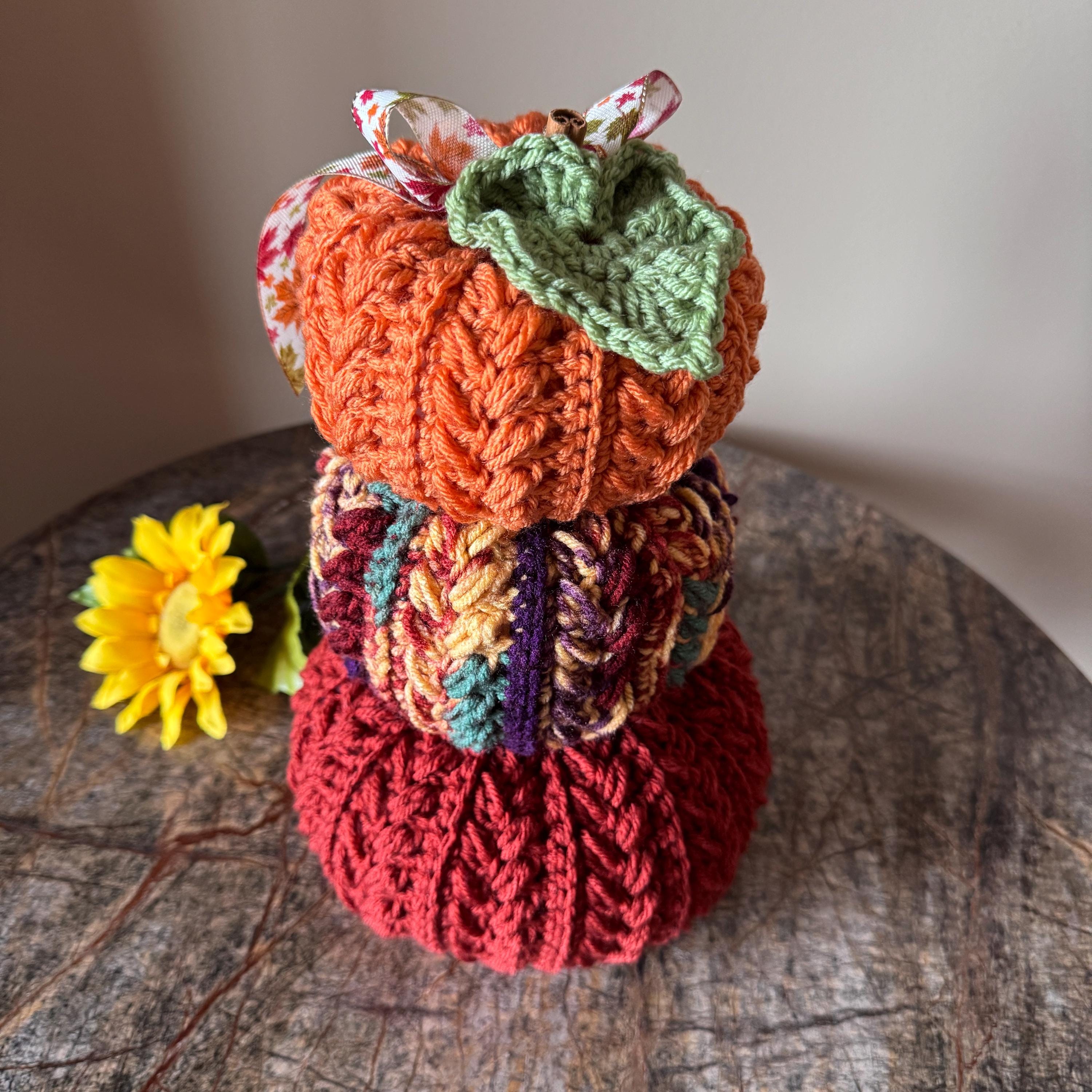 Crocheted Pumpkin Stack, Autumn Harvest Decor - Etsy
