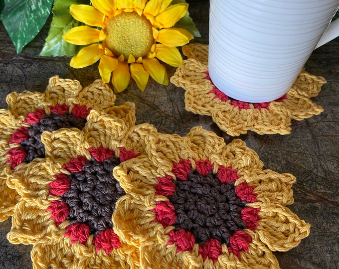 Sunflower Coaster Set of 4 Coasters Sunflowers Coffee Home | Etsy