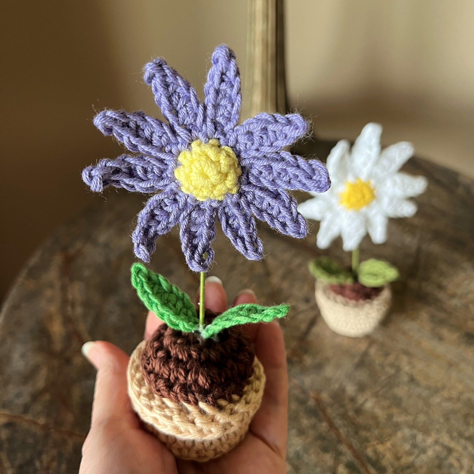 Mini Daisy & Pot Crochet Amigurumi Daisy Crocheted Daisy and - Etsy