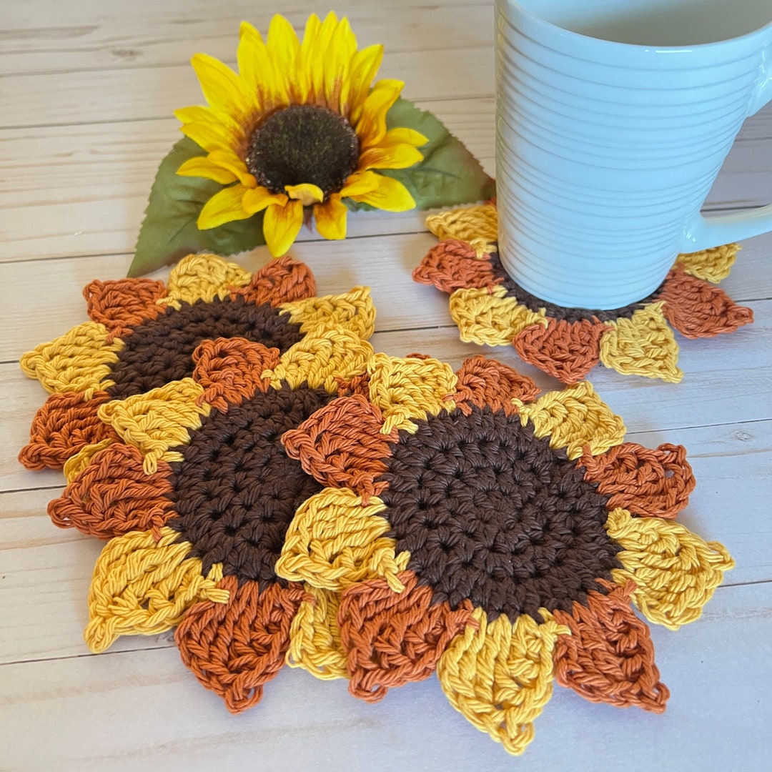 Sunflower Coaster Set of 4 Coasters Drink Coasters - Etsy