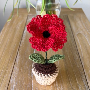 Mini Poppy in a Pot Crochet Poppy Crocheted Poppy and Vase - Etsy