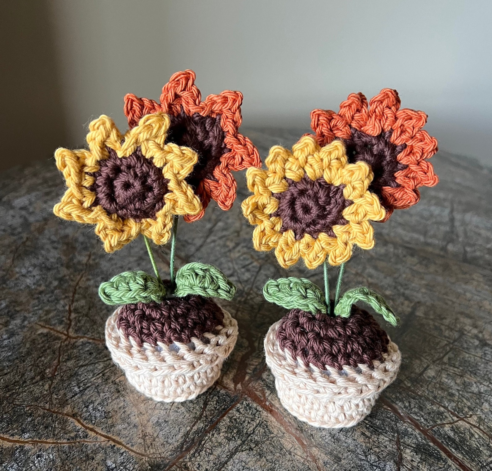 Mini Double Sunflower & Pot Crochet Amigurumi Sunflower - Etsy