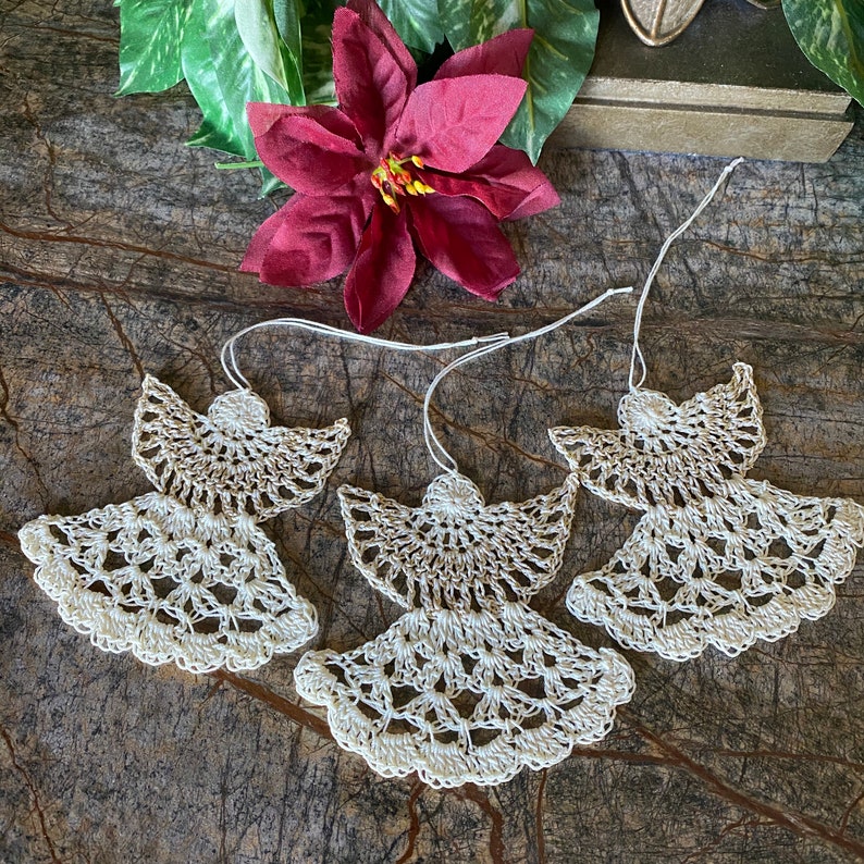 Crochet Angels Set of 3 Angel Ornaments Angels Tree | Etsy