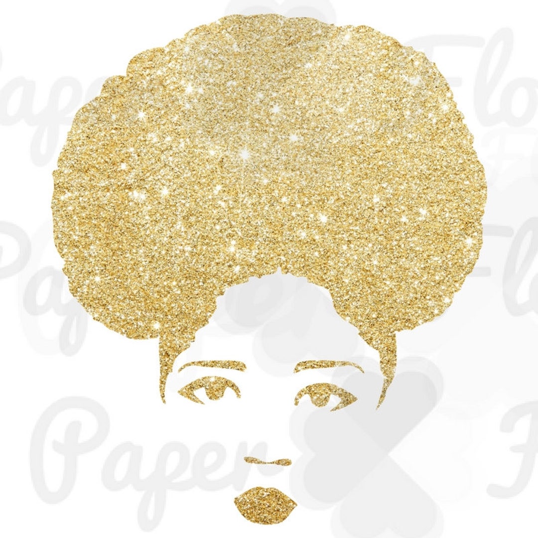 Afro Puff Gold Glitter Png File and Svg Cut File - Etsy