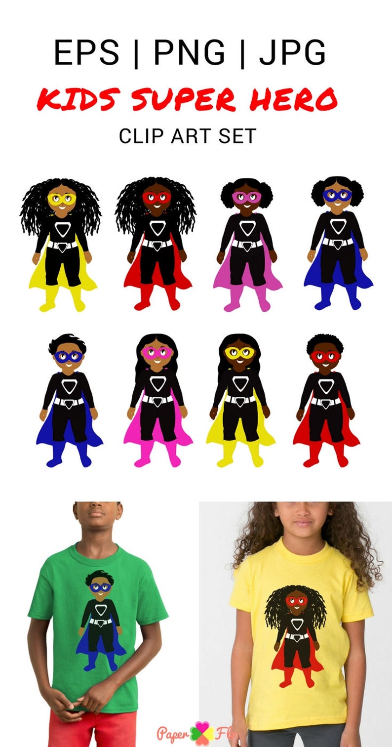 African American Superhero Clipart Super Hero Clip Art Super | Etsy
