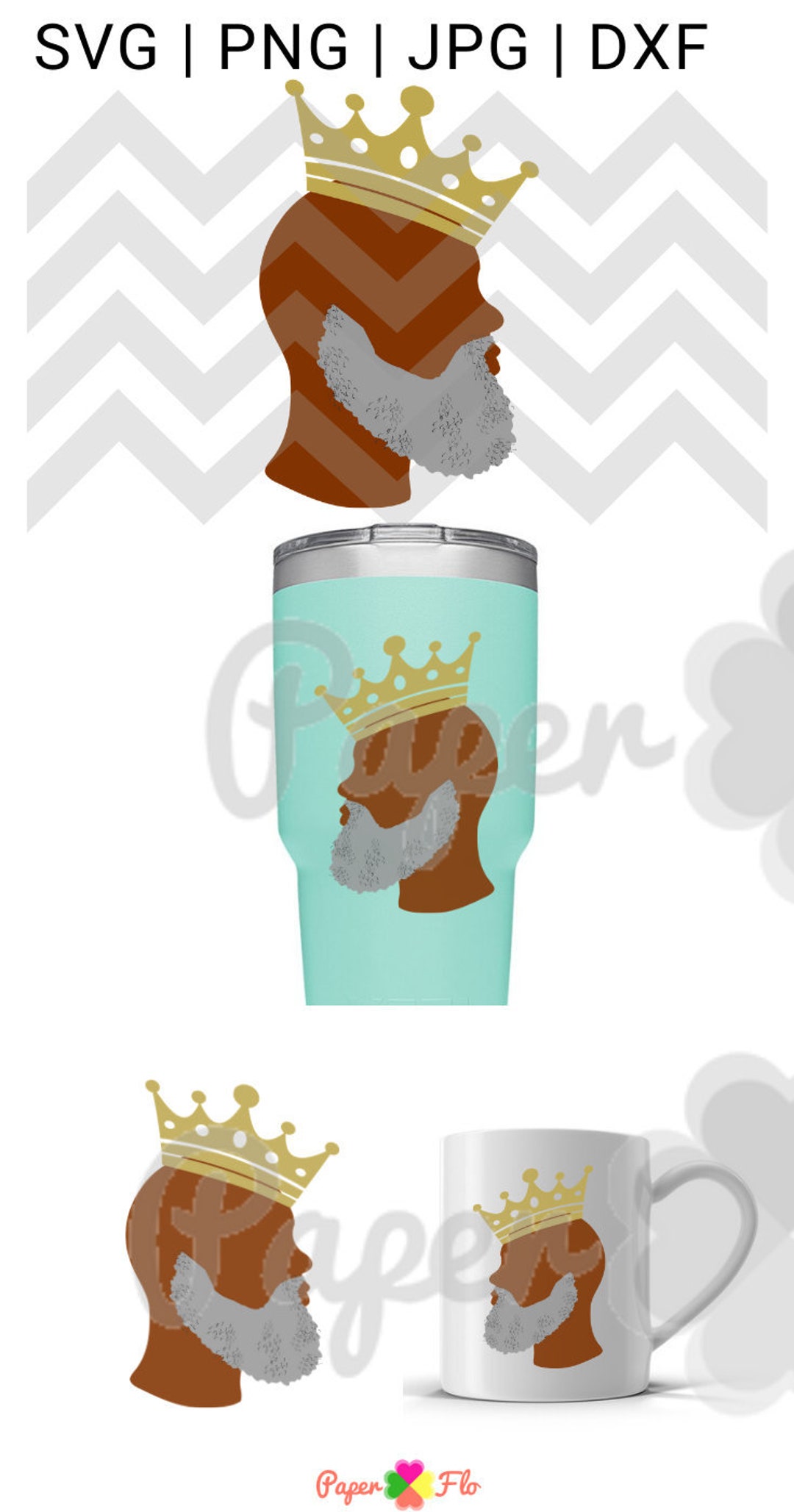 Black Bald Man With Grey Beard and Crown Svg, Strong Black King Svg ...