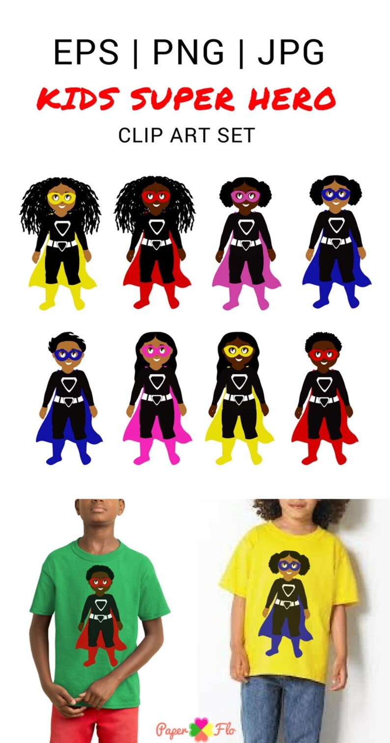 African American Superhero Clipart Super Hero Clip Art Super | Etsy