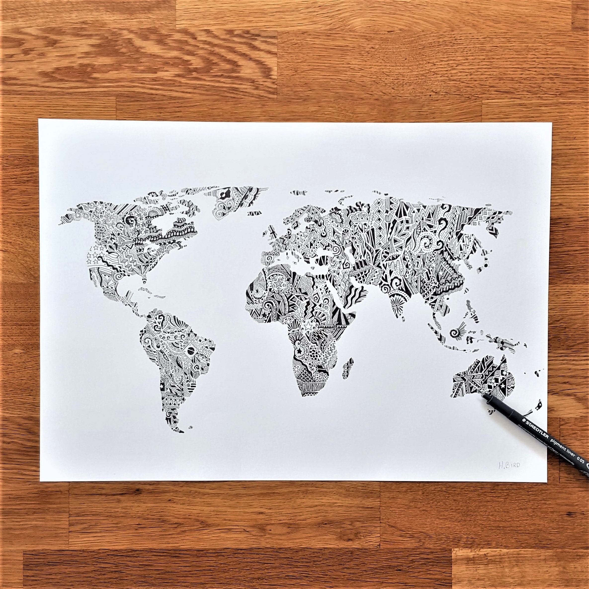 World Map Personalised Atlas Print World Picture it's A Small World - Etsy