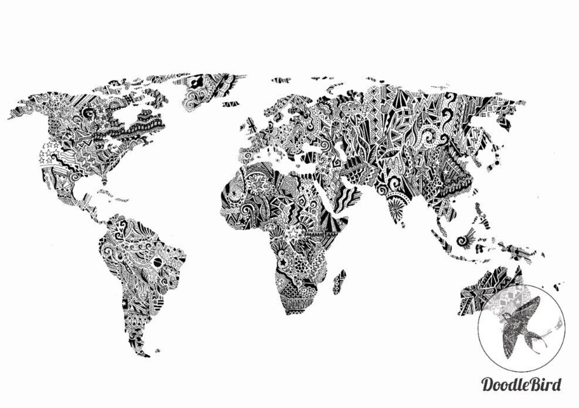 World Map Personalised Atlas Print World Picture it's A Small World - Etsy