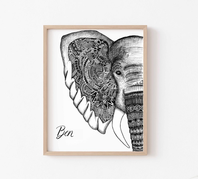 Elephant Print Elephant Poster Big Ears A3 Art Print - Etsy