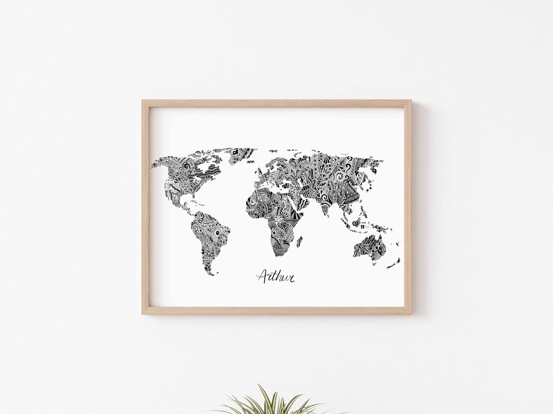 World Map Personalised Atlas Print World Picture it's A Small World - Etsy