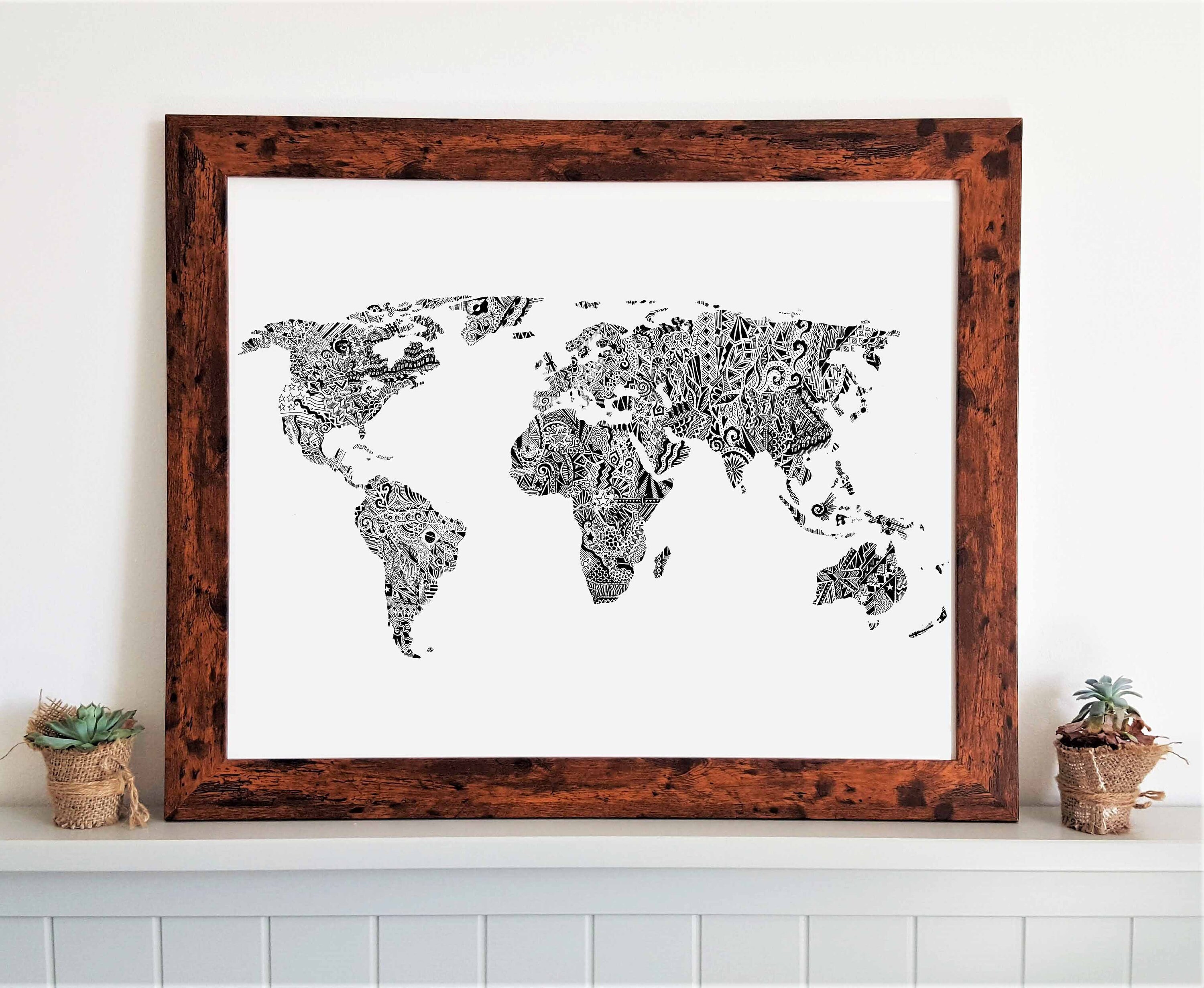 World Map Personalised Atlas Print World Picture it's A Small World - Etsy