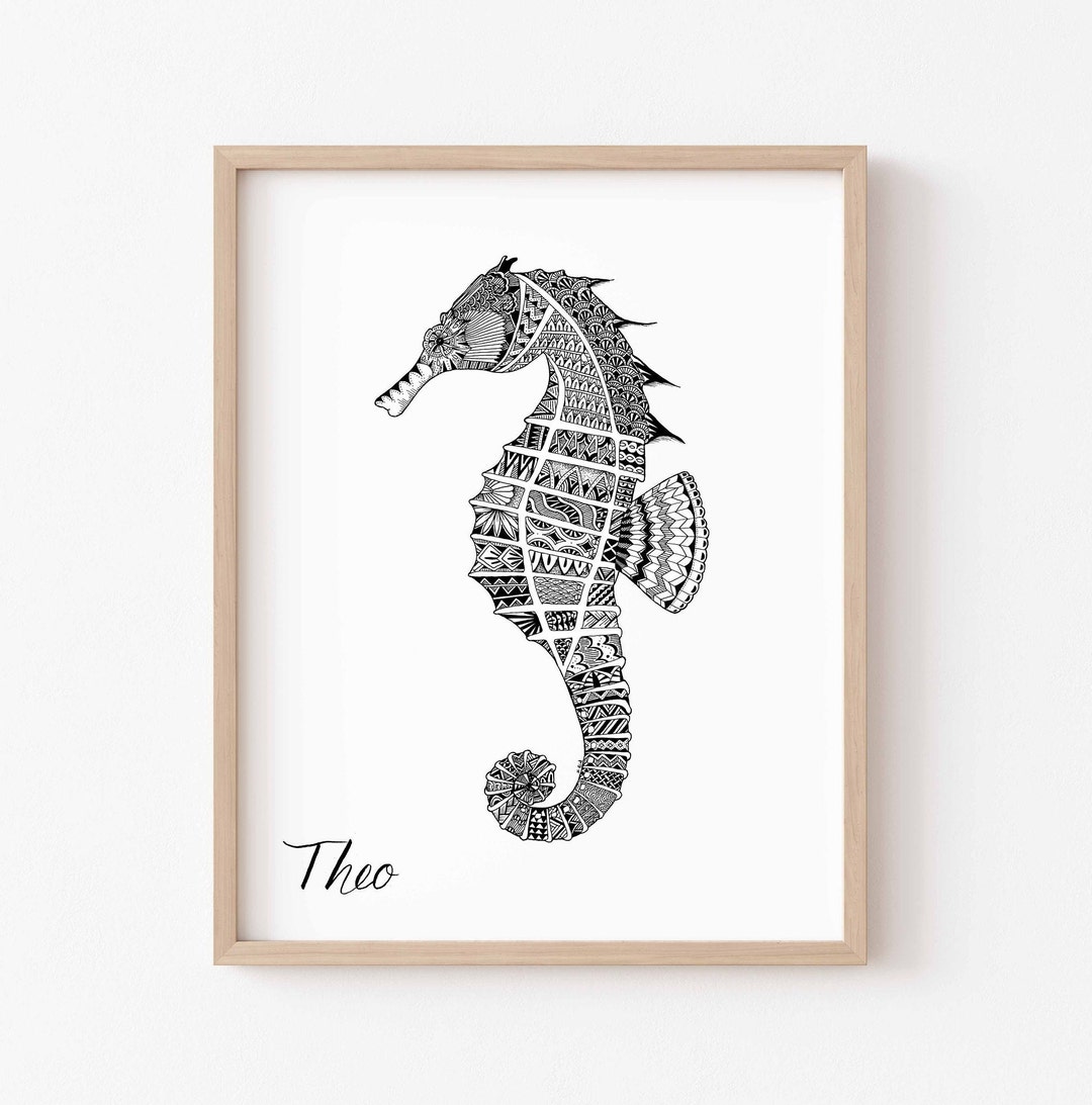 Seahorse Print Seahorse Picture Nautical Art - Etsy