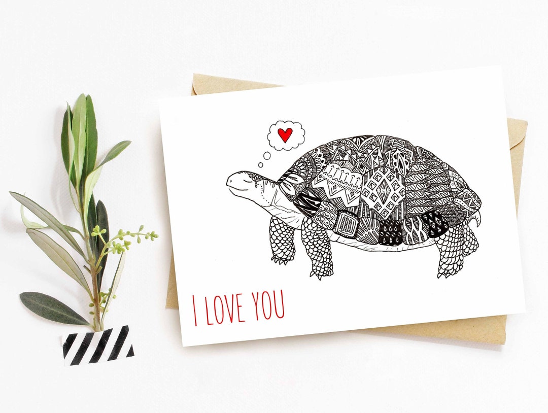 Tortoise Card Anniversary Card Size A6 - Etsy