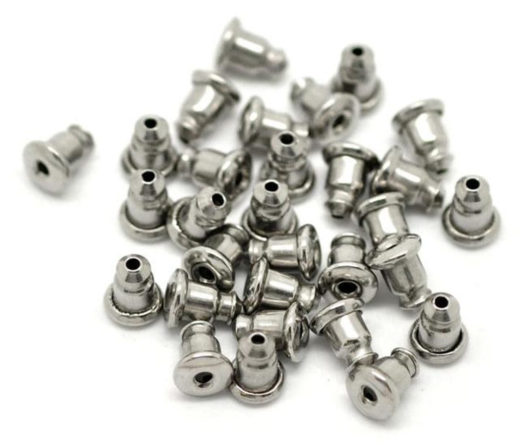 50 Ear Stoppers, Stainless Steel, Ear Studs, Closure, Plug Cap, - Etsy