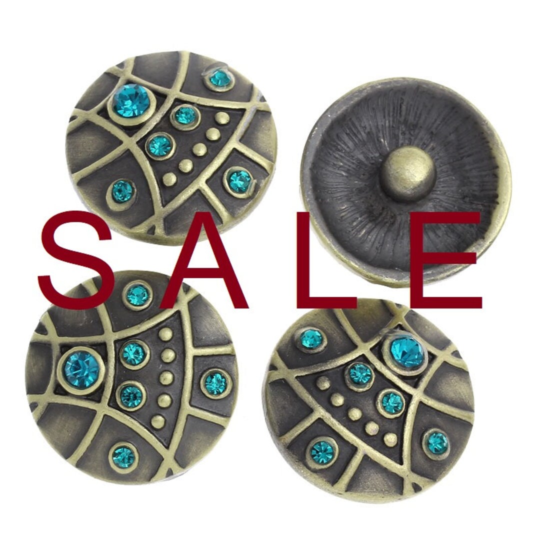 Button, Snap Button, Size L, Metal and Rhinestones, Bronze - Etsy