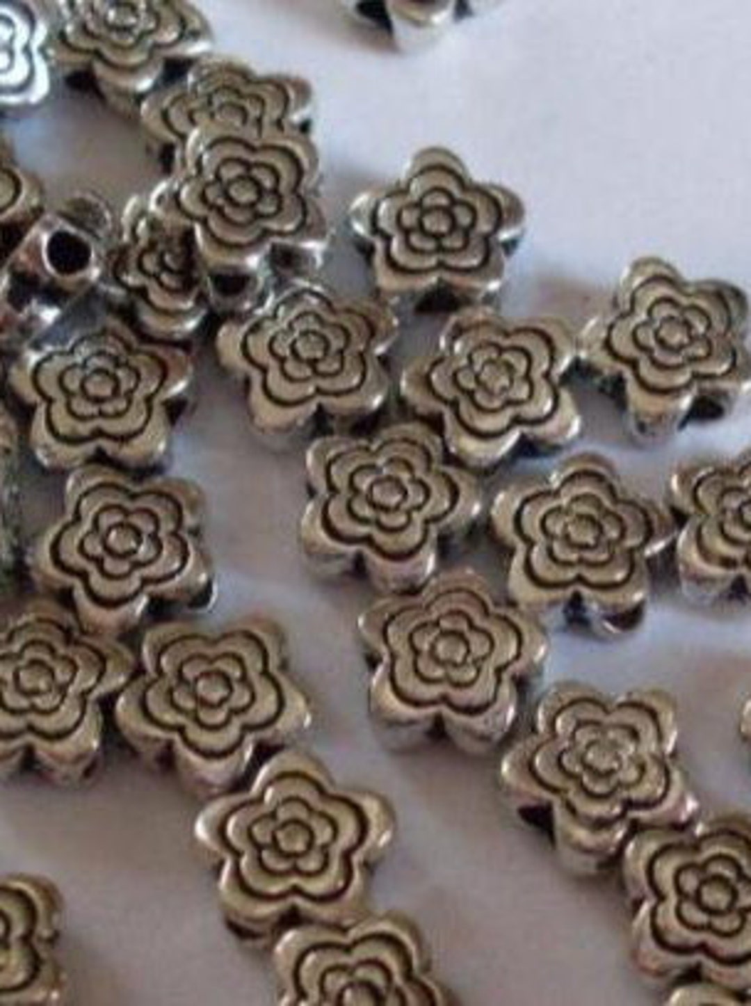 50 Beads, Metal Beads, Flower, Flowers, Metal Flowers - Etsy