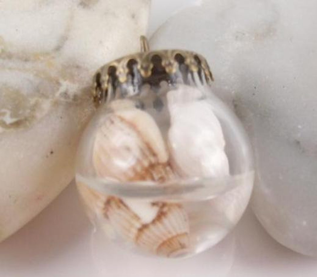 PENDANT, Filled Hollow Pearl, Maritime, Resin Pendant, Shell, Handmade ...